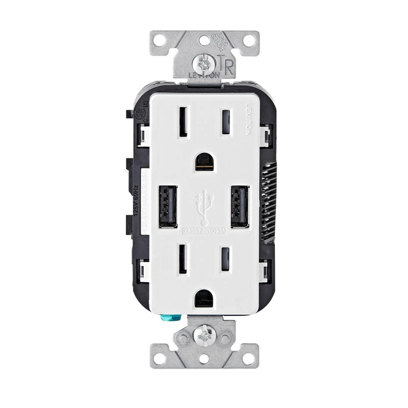 Receptáculo dúplex | Tamper resistant + 2 Puertos USB | 15A | 125V ...