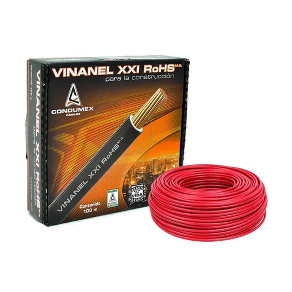 Caja De Cable Calibre 18 THW Vinanel XXI 600V Antillama Rojo Condumex