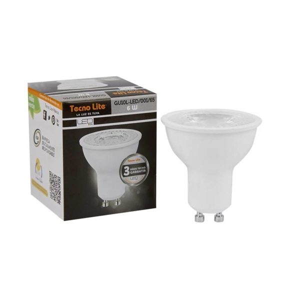 Foco LED GU10 MR16 5.5W 3000K 350lm Tecnolite | Distribuidora Tamex Material y Equipo eléctrico